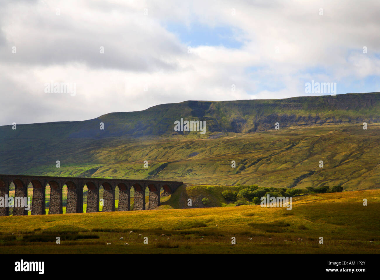 Whernside and the Ribblehead Viaduct Yorkshire Dales England Stock ...