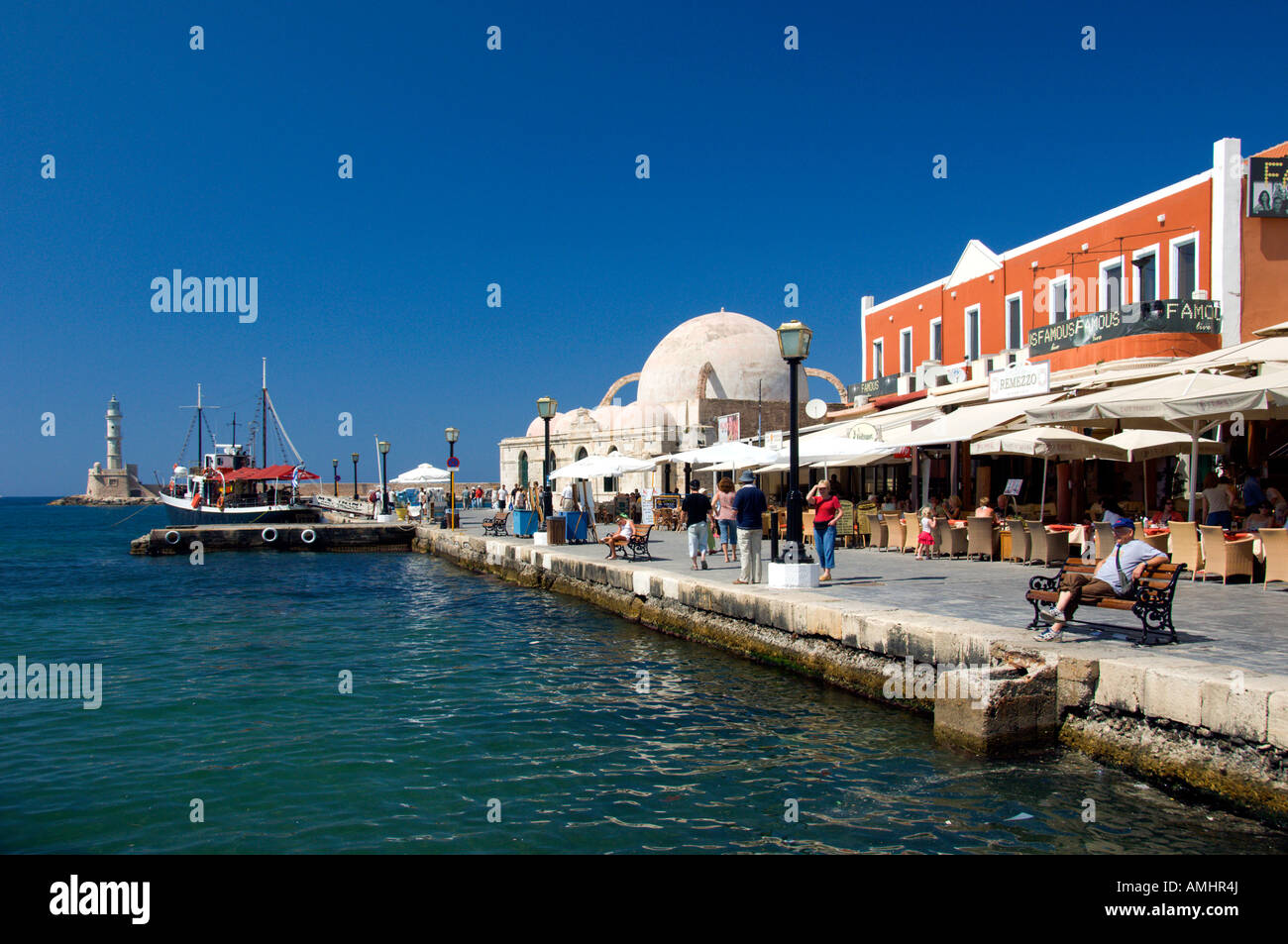 The Venetian waterfront of Hania on the Greek island of Crete Stock ...