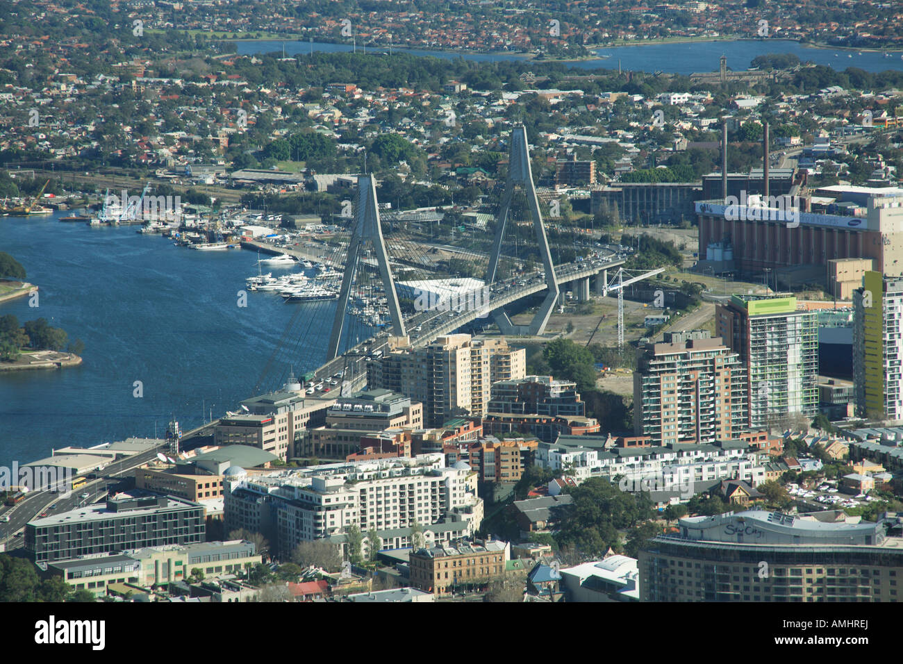 View of ANZAC Bridge from Sydney Tower Sydney Australia Stock Photo - Alamy