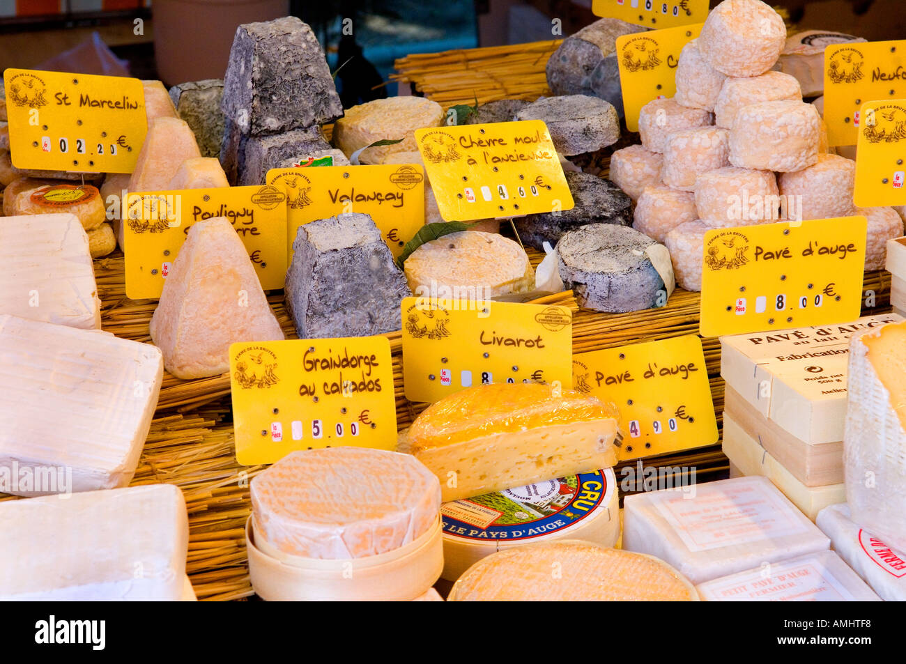 Normandy cheese at Trouville market France Stock Photo - Alamy