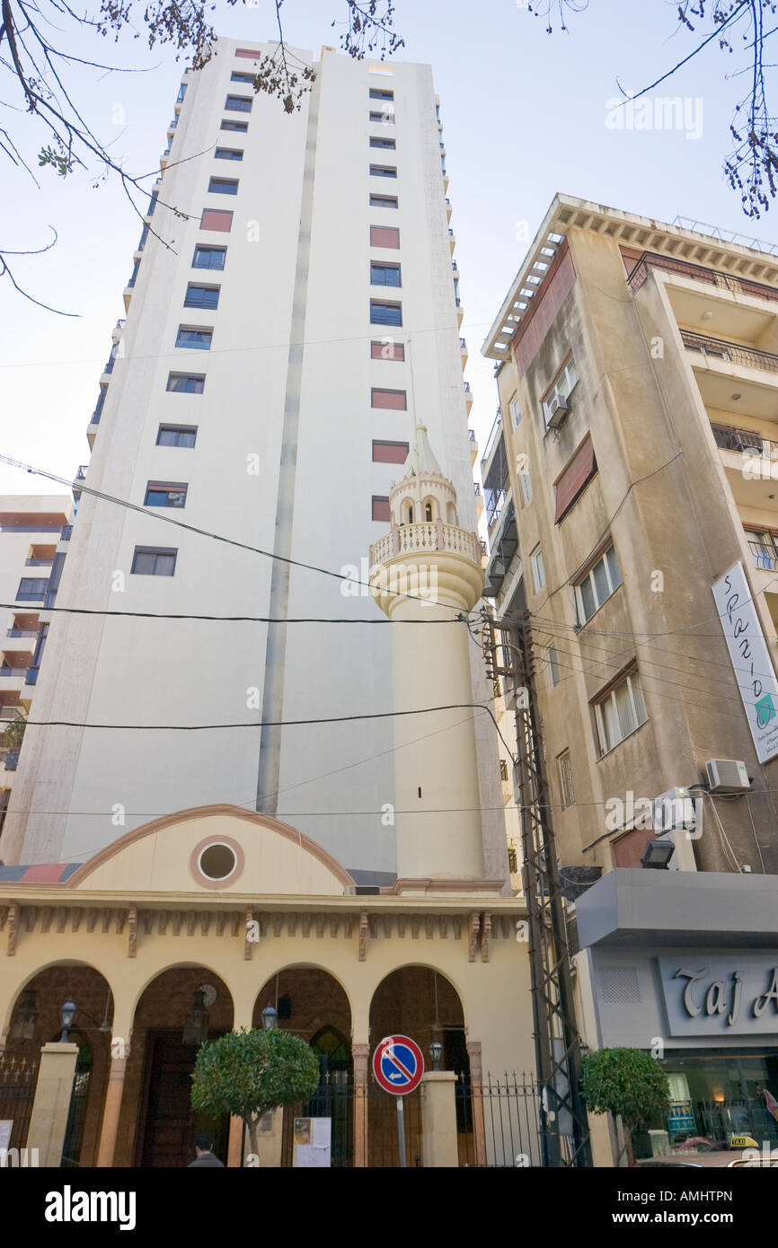 Small mosque amongst high buildings Beirut Lebanon Stock Photo - Alamy