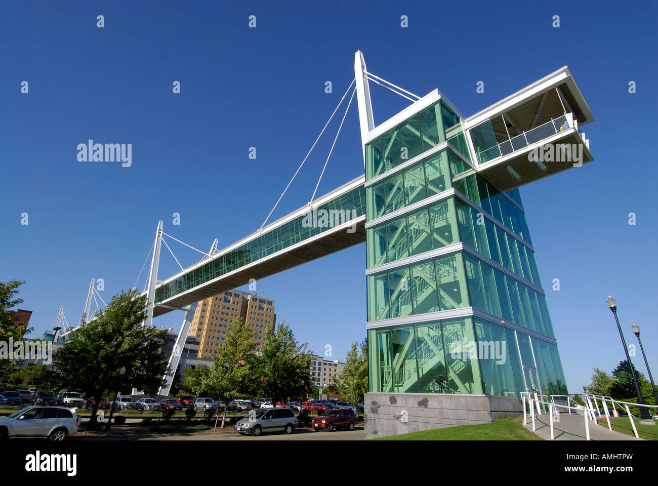 Glass Pedestrian Walk Over Bridge Stock Photos & Glass Pedestrian Walk ...