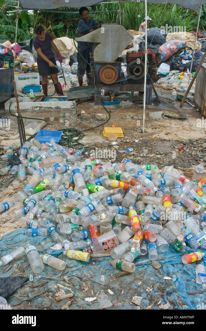 Plastic Bottles being Shredded at a Garbage Dump on Palau Island Stock ...
