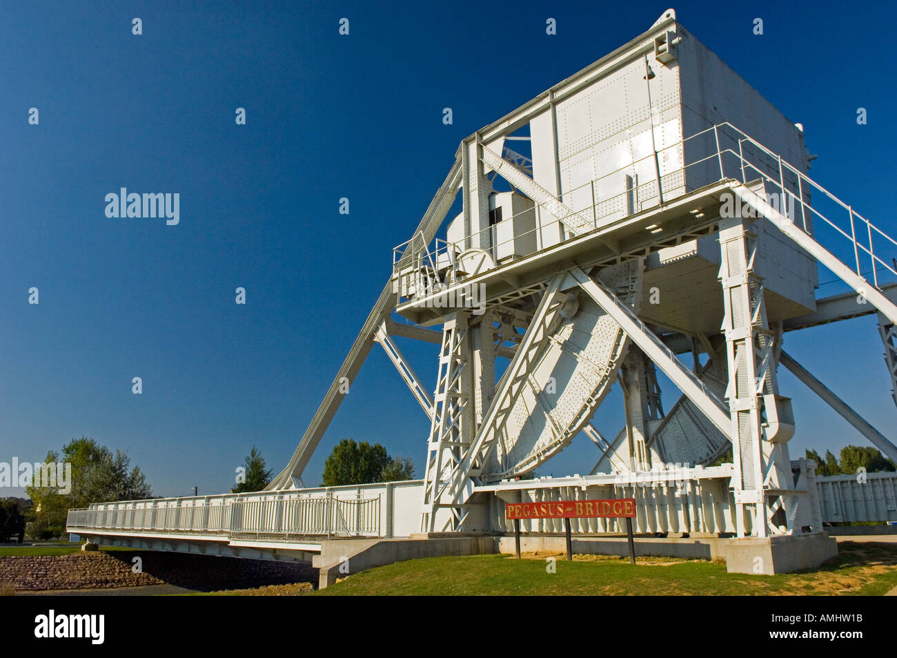 The original Pegasus bridge at the Memorial Pegasus museum at Ranville ...