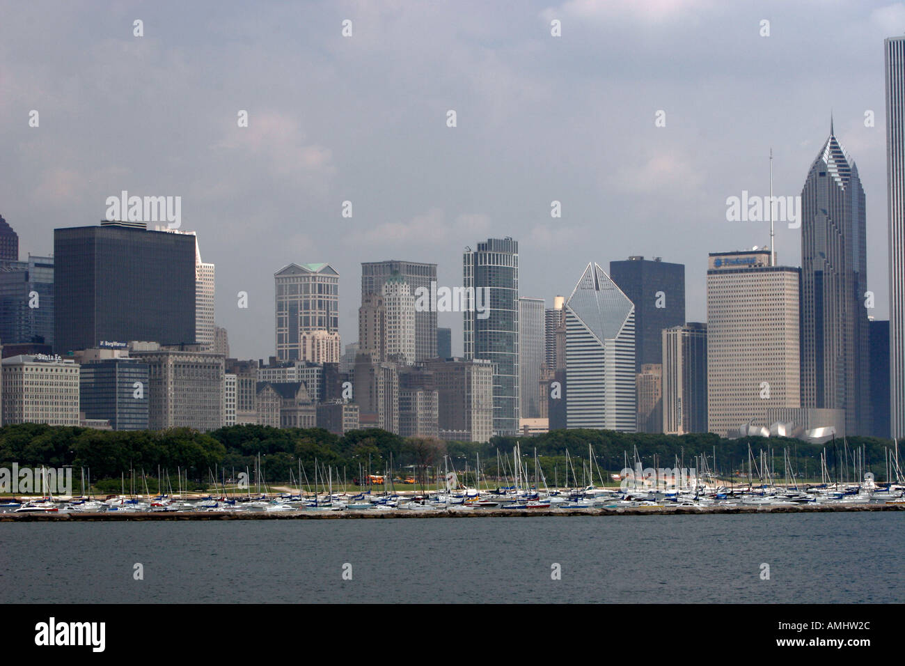 Tall buildings overlook Chicago Boat Harbor and Lake Michigan Chicago ...