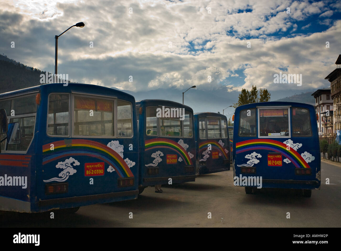 Bus station in Thimphu, Bhutan, Asia Stock Photo - Alamy
