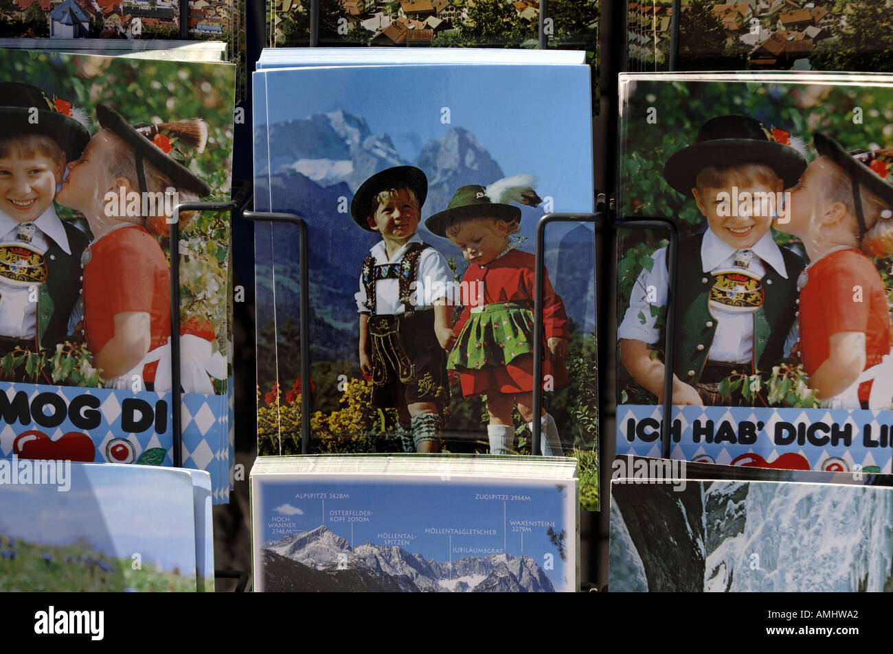 postcards kids traditional dress lederhosen aryan germanic Stock Photo ...