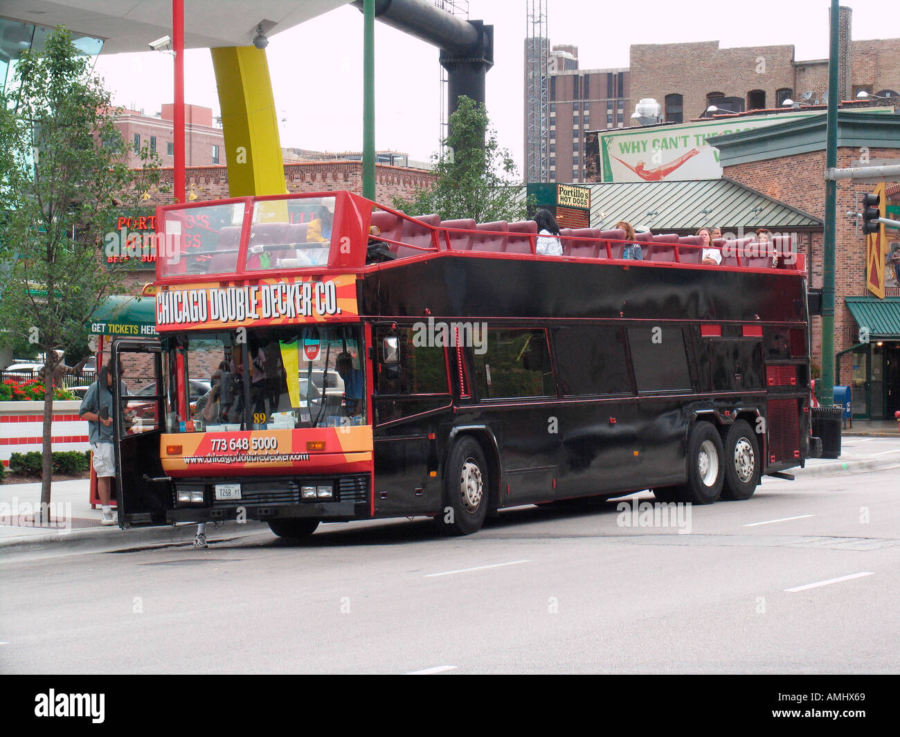Open top tour bus River North stop Chicago Illinois USA Stock Photo - Alamy