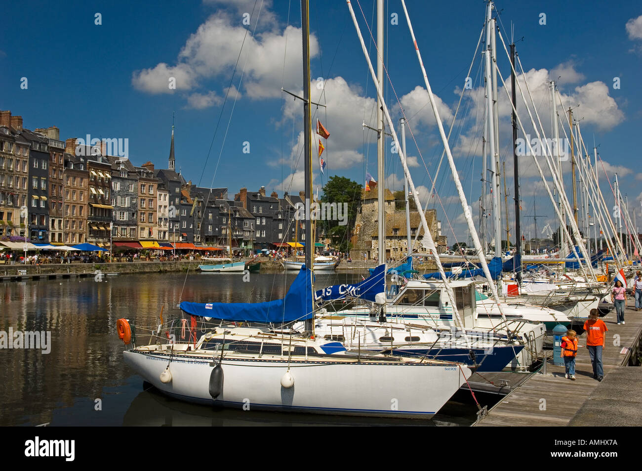 Honfleur Vieux Bassin old dock with yachts France Normandy Stock Photo ...