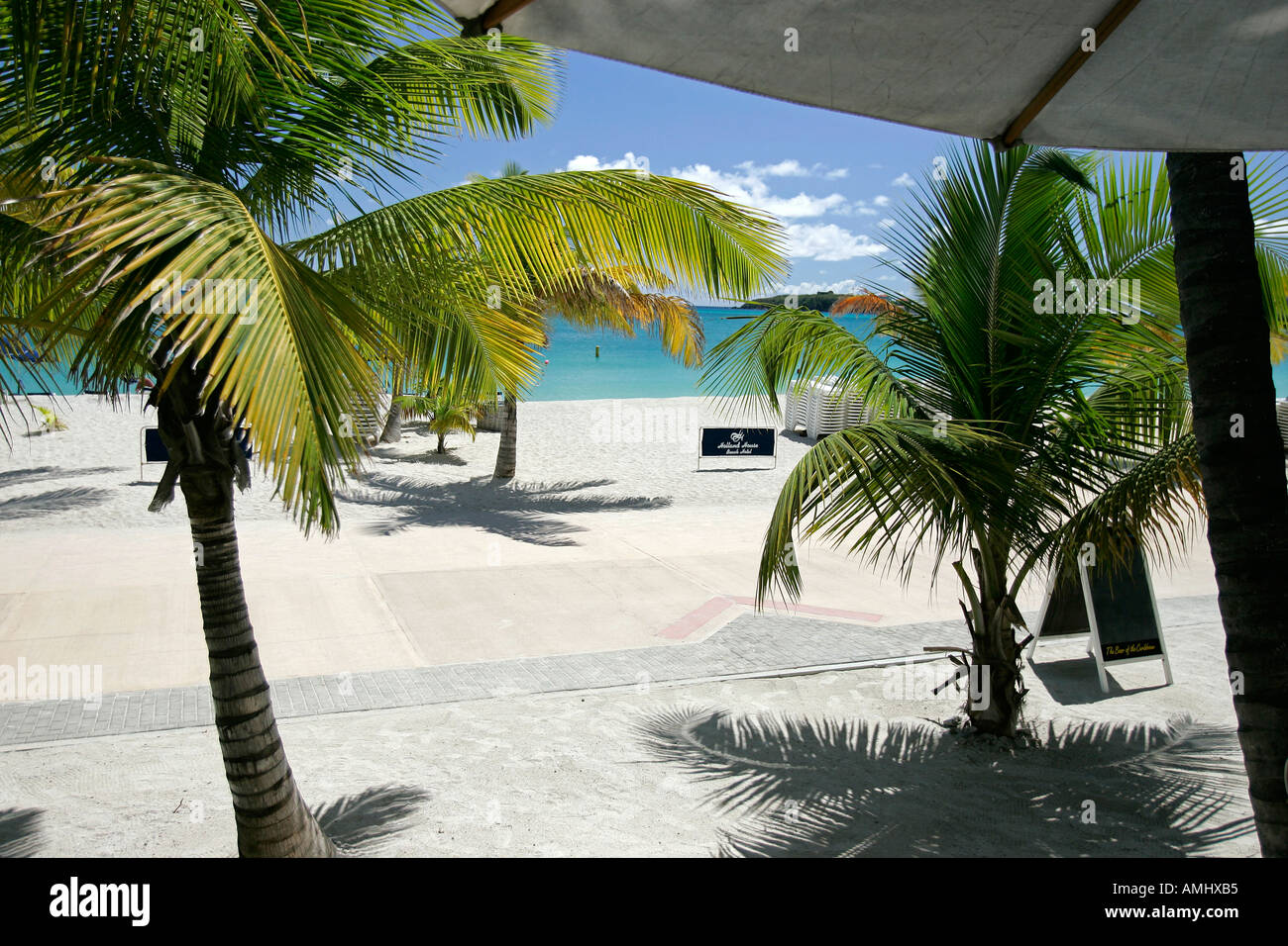 Sun shade umbrella beside Great Bay beach promenade Holland House Beach ...