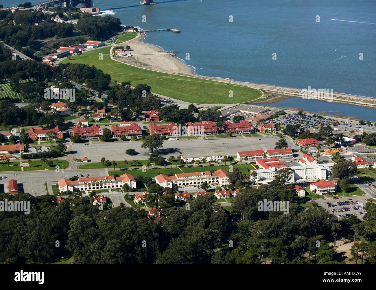 aerial view above Presidio Crissy Field San Francisco California Stock ...