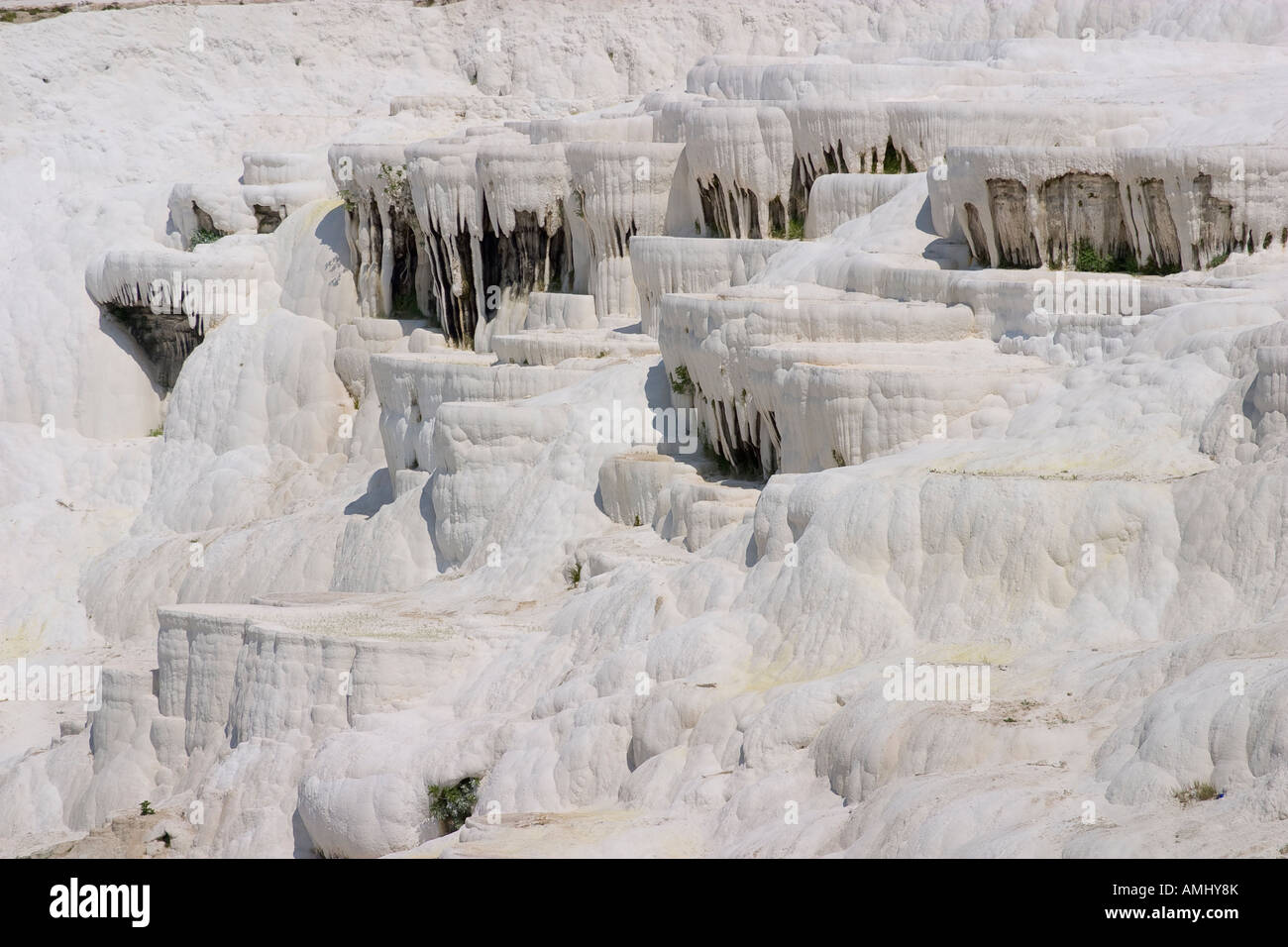 White travertine rocks Pamukkale ancient Hierapolis Turkey Stock Photo ...