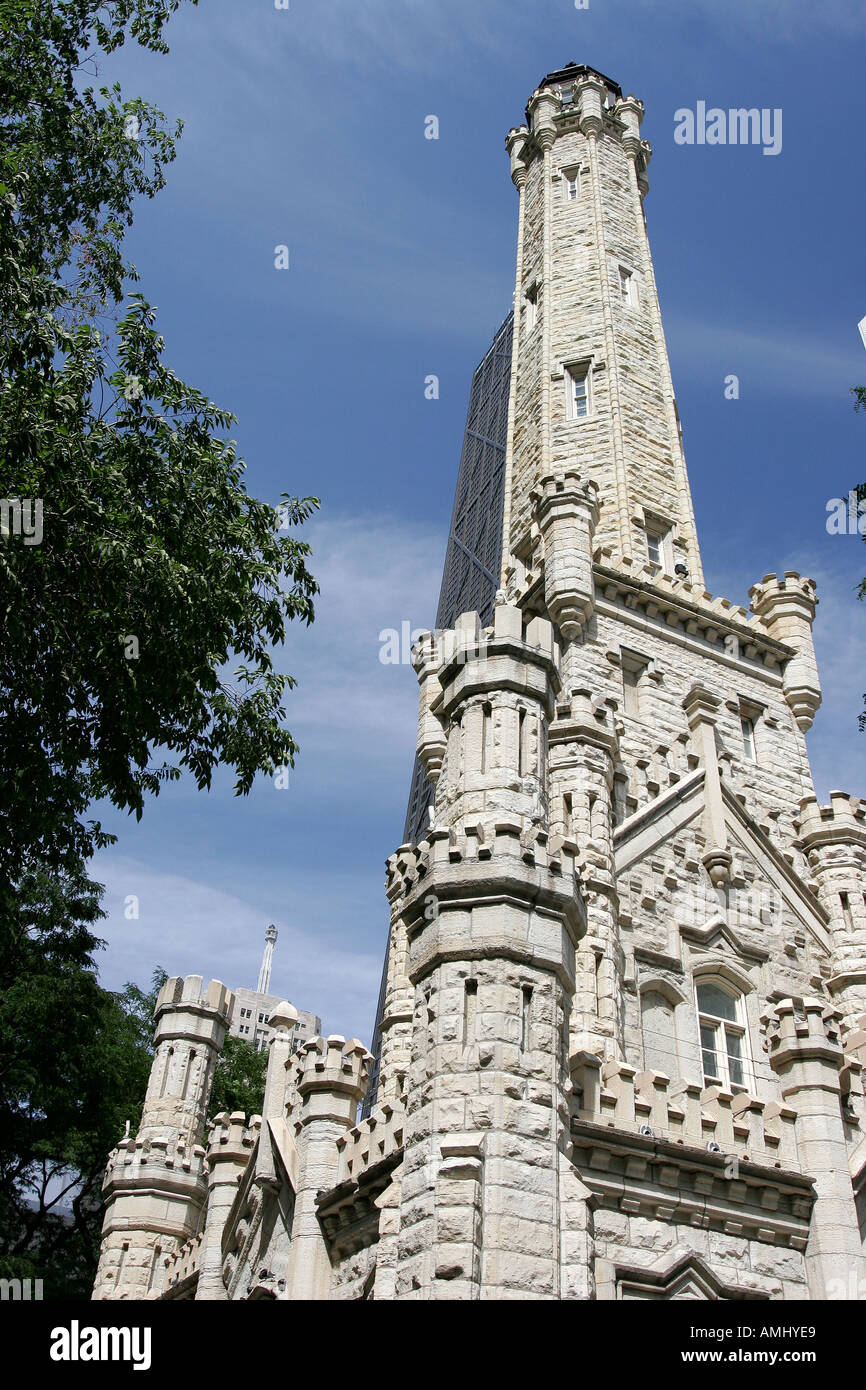 Stone Water Tower which survived the great Chicago fire Michigan Avenue ...