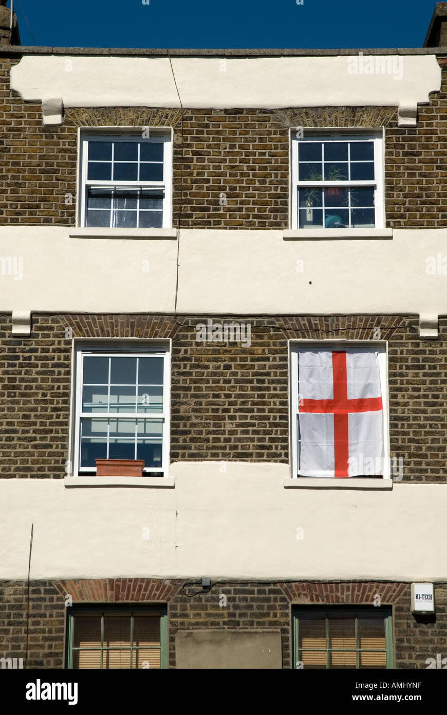 Flag of England or St George's Cross in window of a house London ...