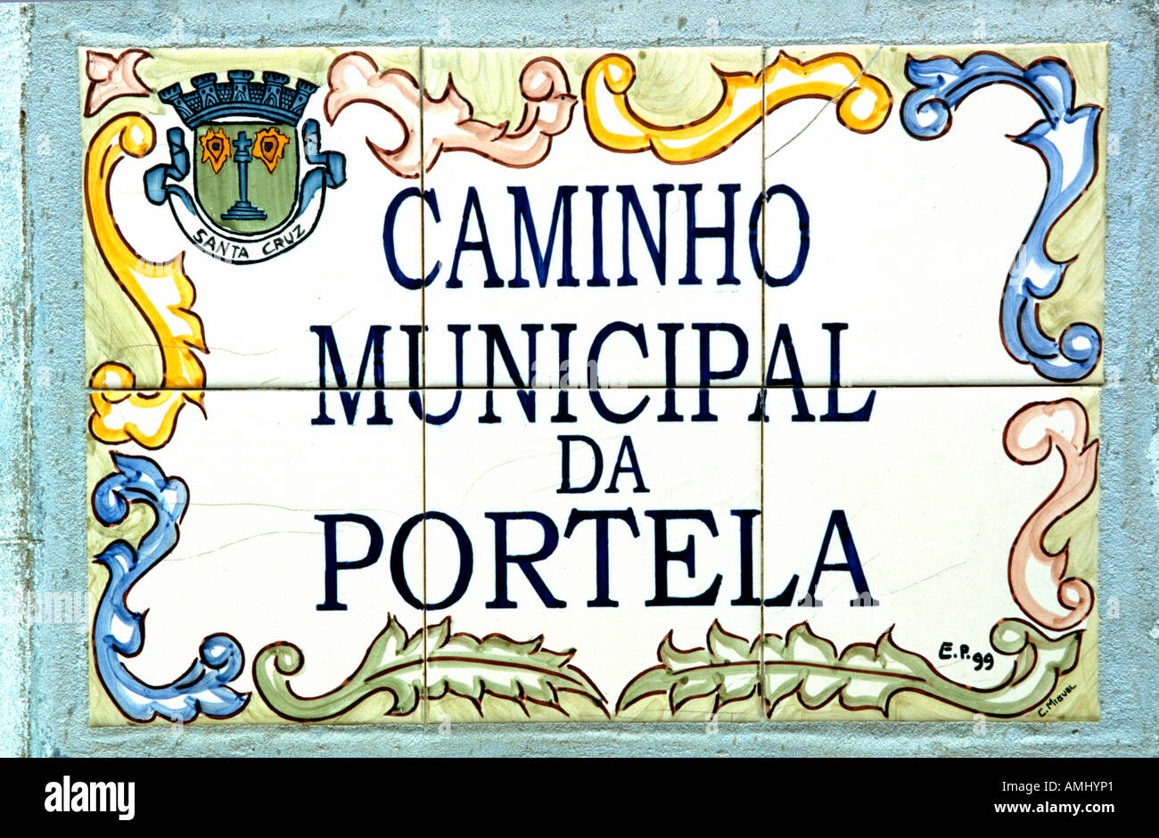 Madeira, Camacha, Strassenschild Stock Photo - Alamy