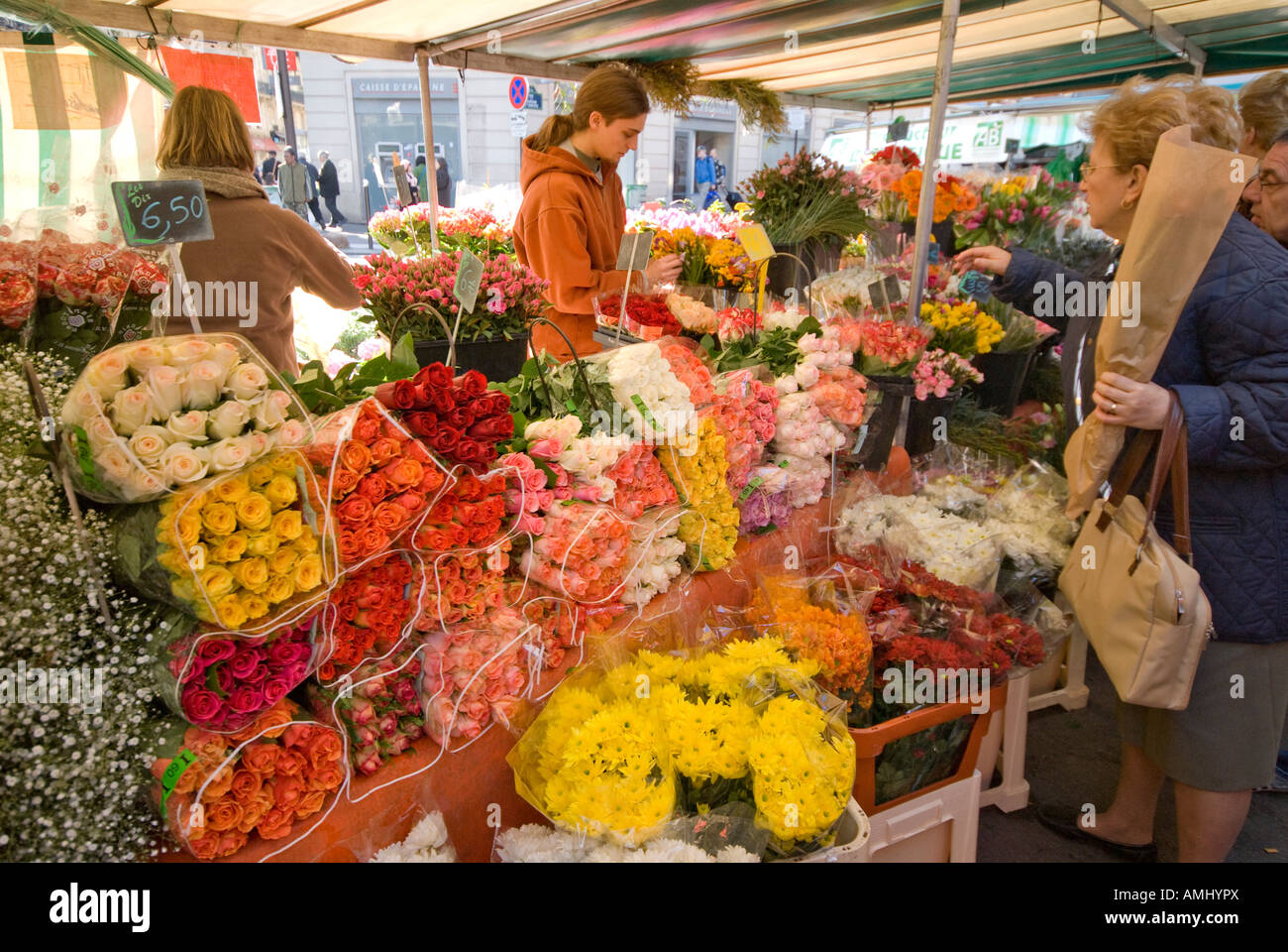 Fresh flowers at Parisian street market Stock Photo - Alamy