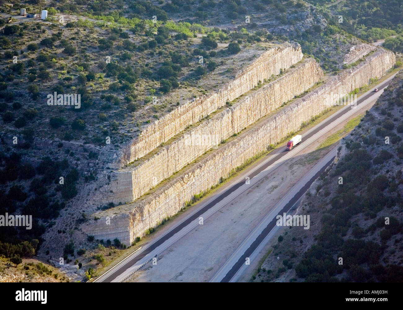 aerial above interstate 10 I-10 trucking Texas Stock Photo - Alamy