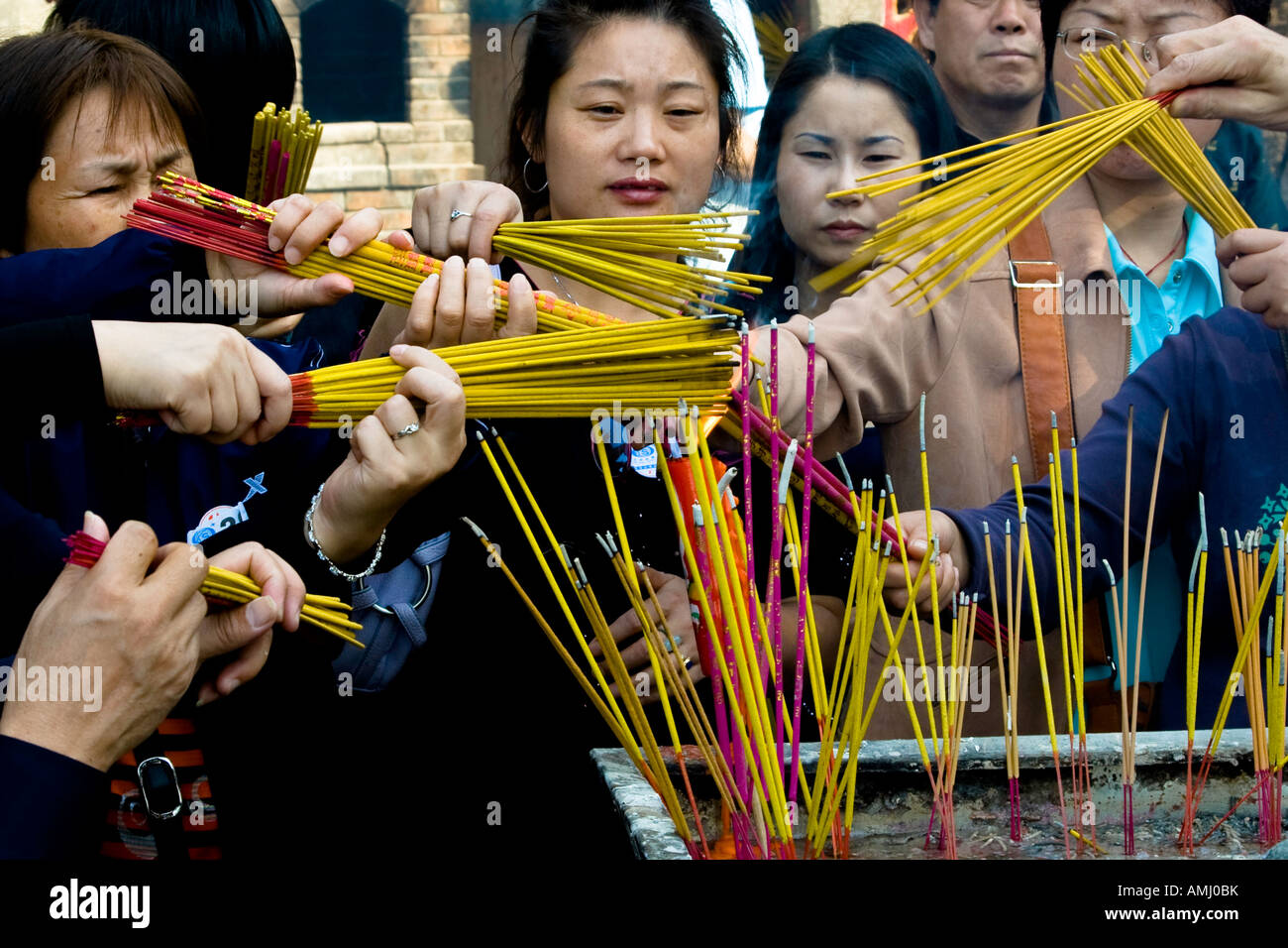 Chinese People Lighting Incense Sticks A-Ma Temple Macau Stock Photo ...