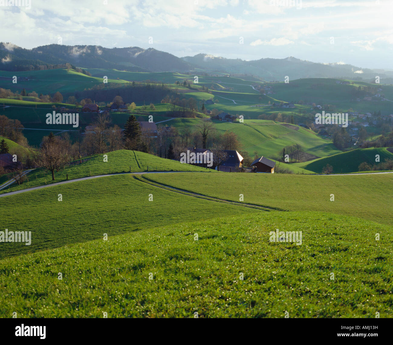 April 1998 Eriswil Village over landscape elevated view Stock Photo - Alamy