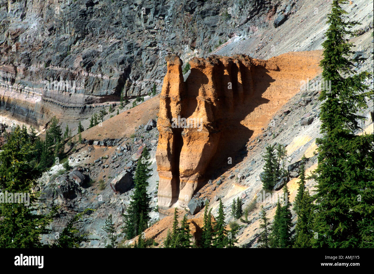 USA, Oregon, Crater Lake Nationalpark, The Pumice Castle Stock Photo ...