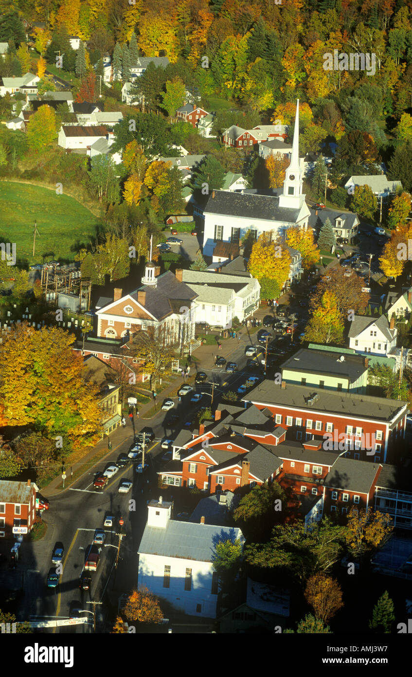 Aerial view of Stowe VT in Autumn on Scenic Route 100 Stock Photo - Alamy