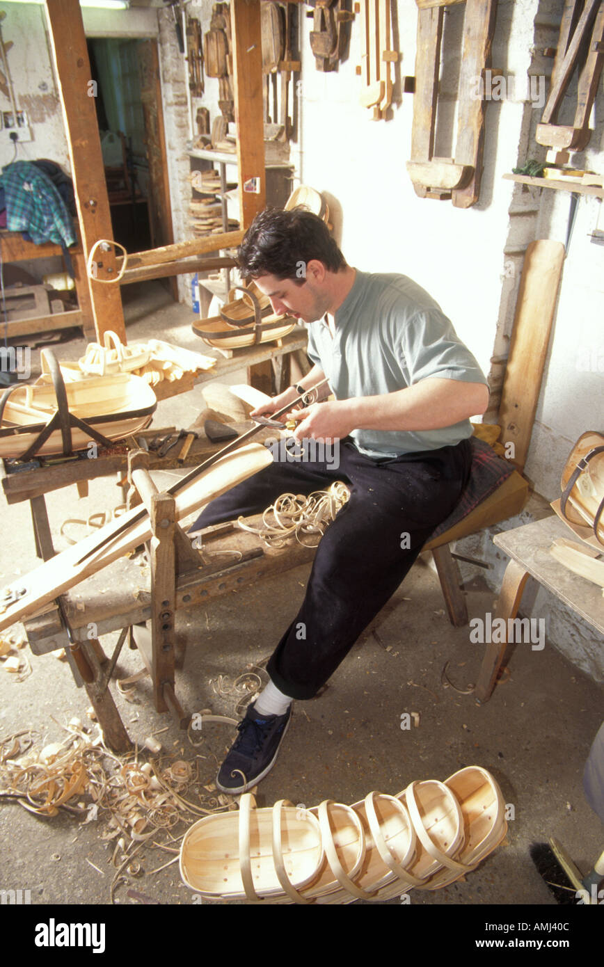 Tim Franks making garden trugs in the traditional way by hand with a ...