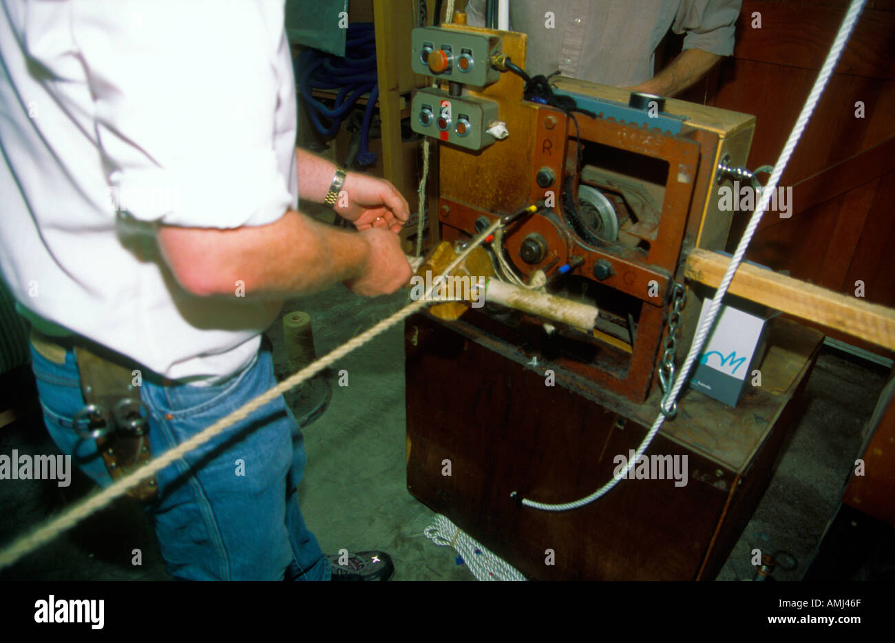 Tony Knowles finishing off by hand, ropes for Church Bells in the ...