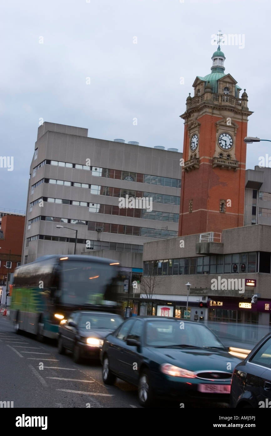 Old Victoria Station Clock Tower in Nottingham surrounded by modern ...