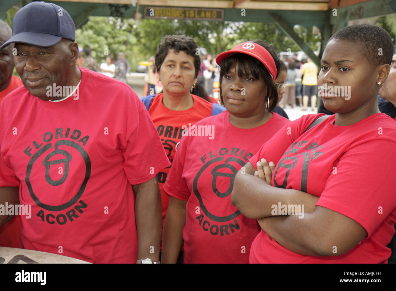 Miami Florida,Virginia Key,labor union protest Fisher Island working ...