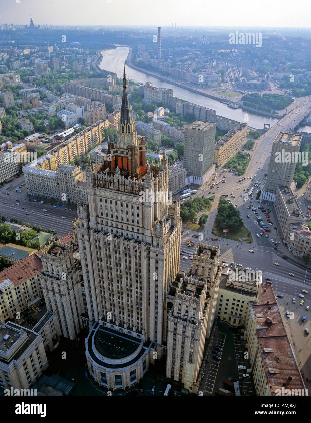 Moscow russia panoramic skyscraper foreign ministry aerials hi-res ...