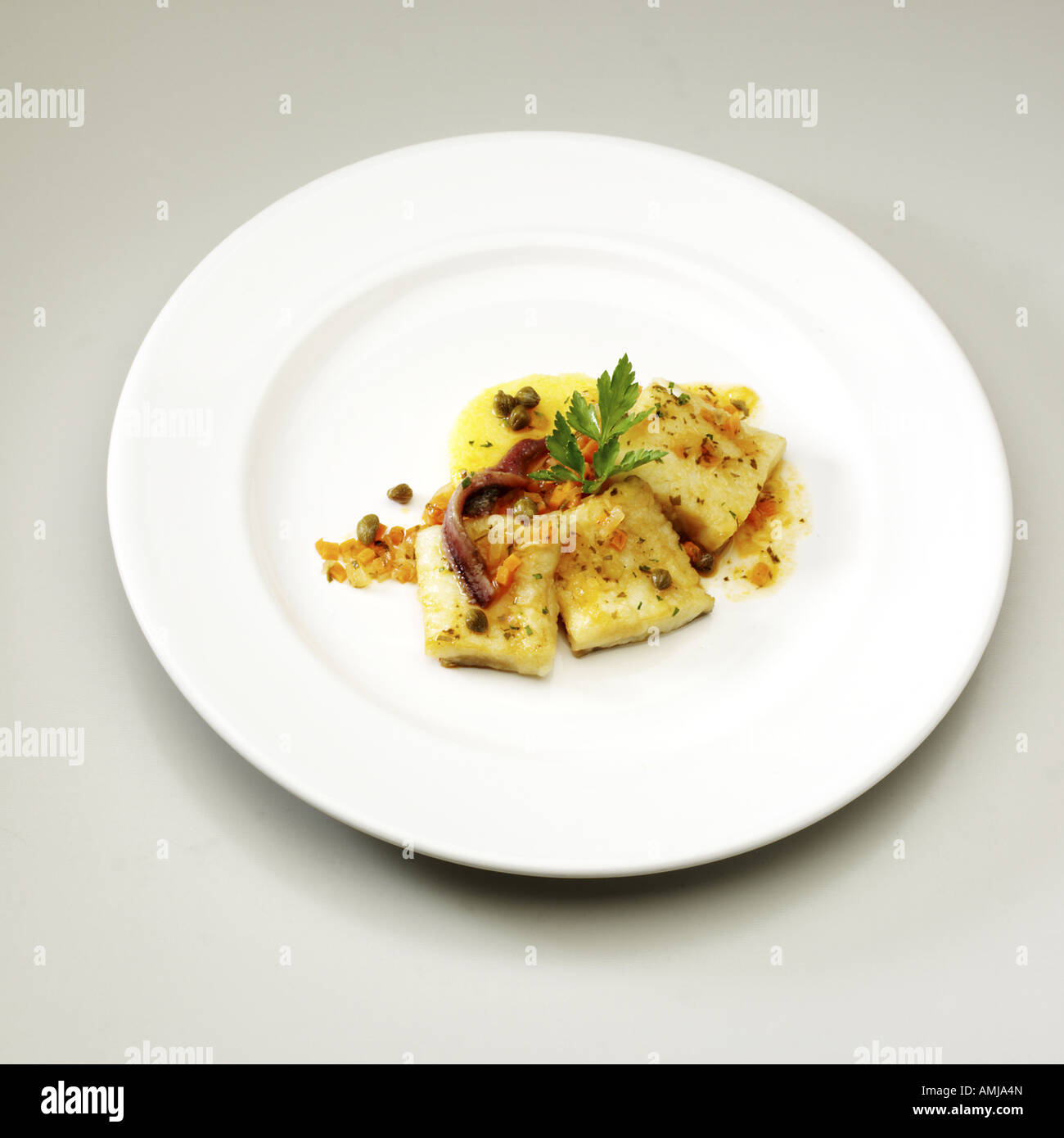 Polenta of codfish Stock Photo - Alamy
