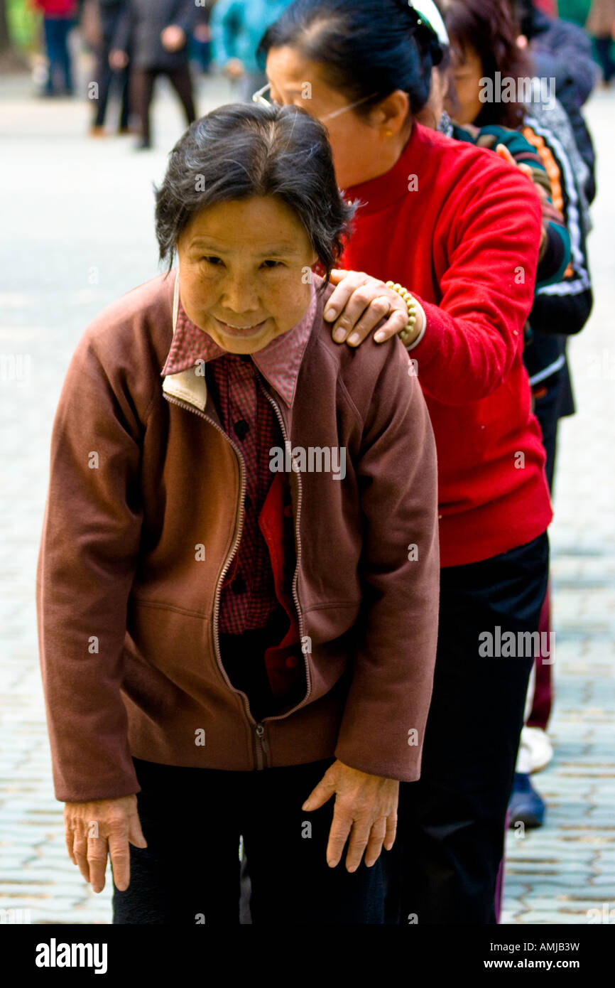 Cute Little Old Chinese Woman in Group Exercise Temple of Heaven Park ...