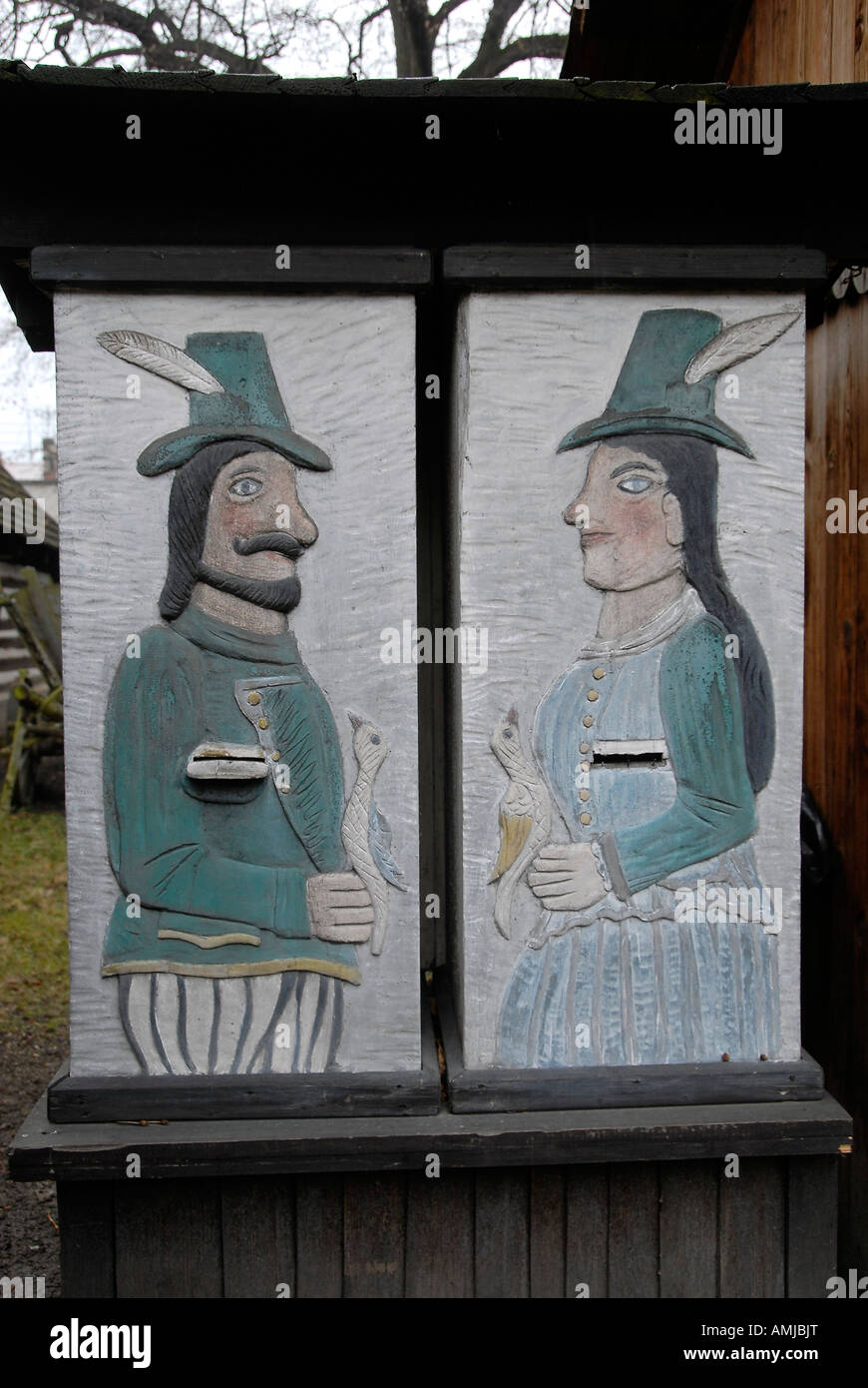 Old wooden mailbox displayed at the oldest open-air folk museum in ...