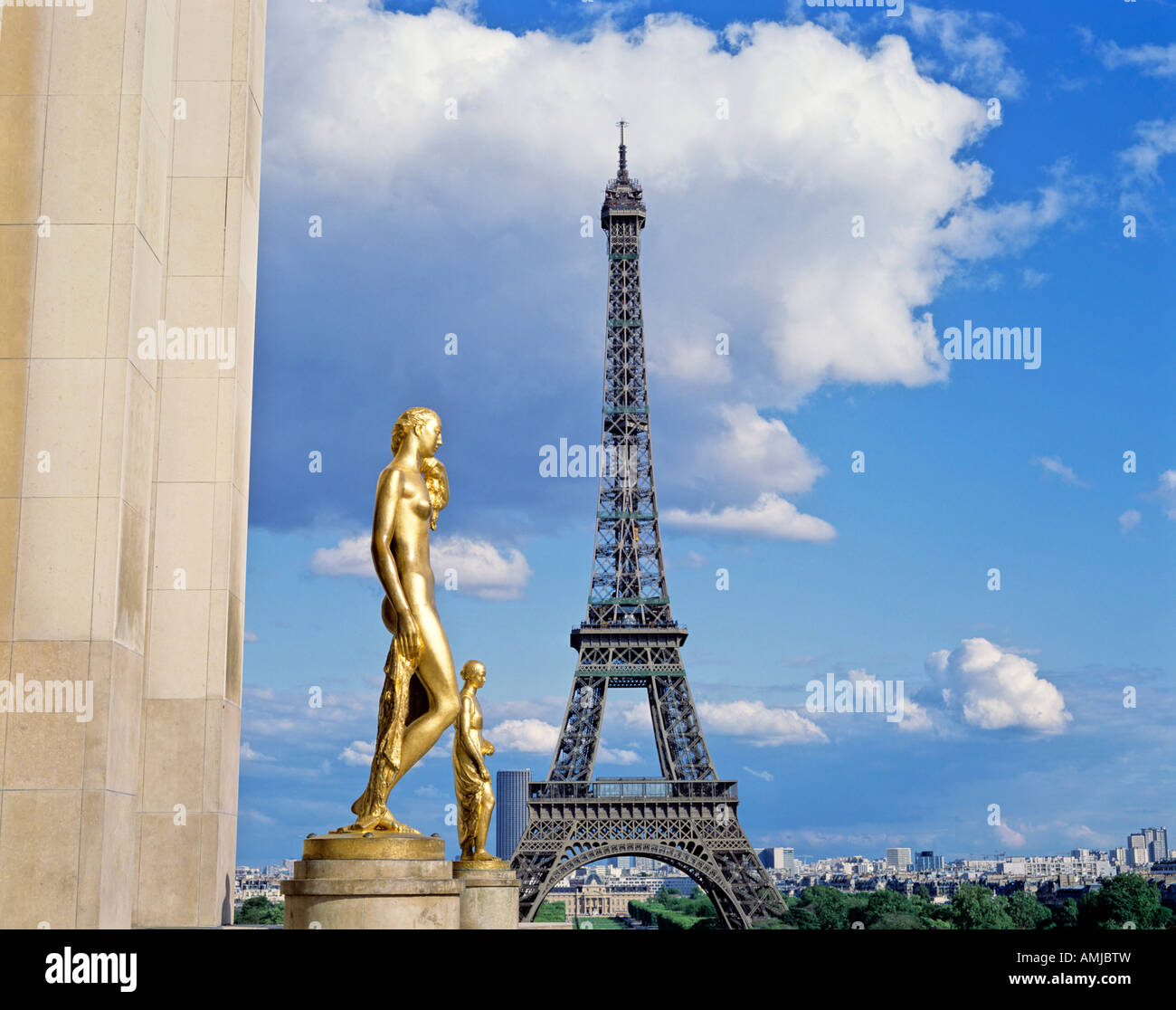 Gold statues paris france day hi-res stock photography and images - Alamy
