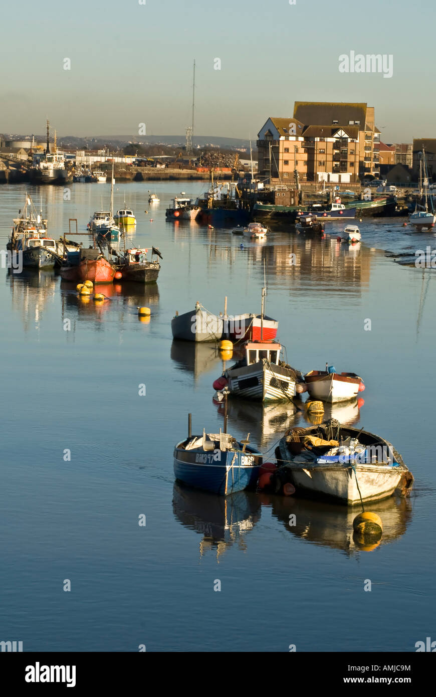 Scene Commercial Dock Boats Stock Photo - Alamy