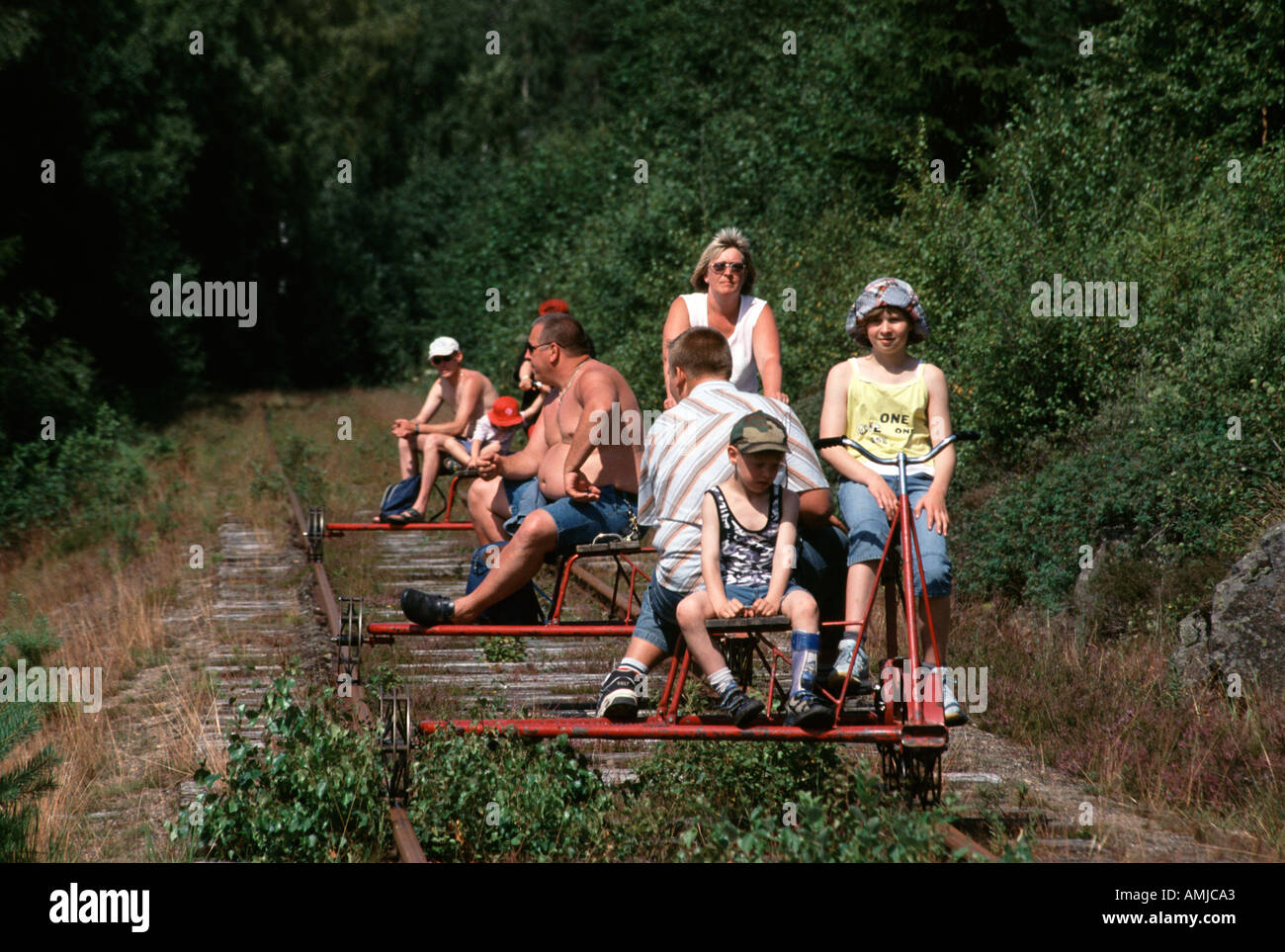 Ride on railroad inspection trolley Stock Photo - Alamy