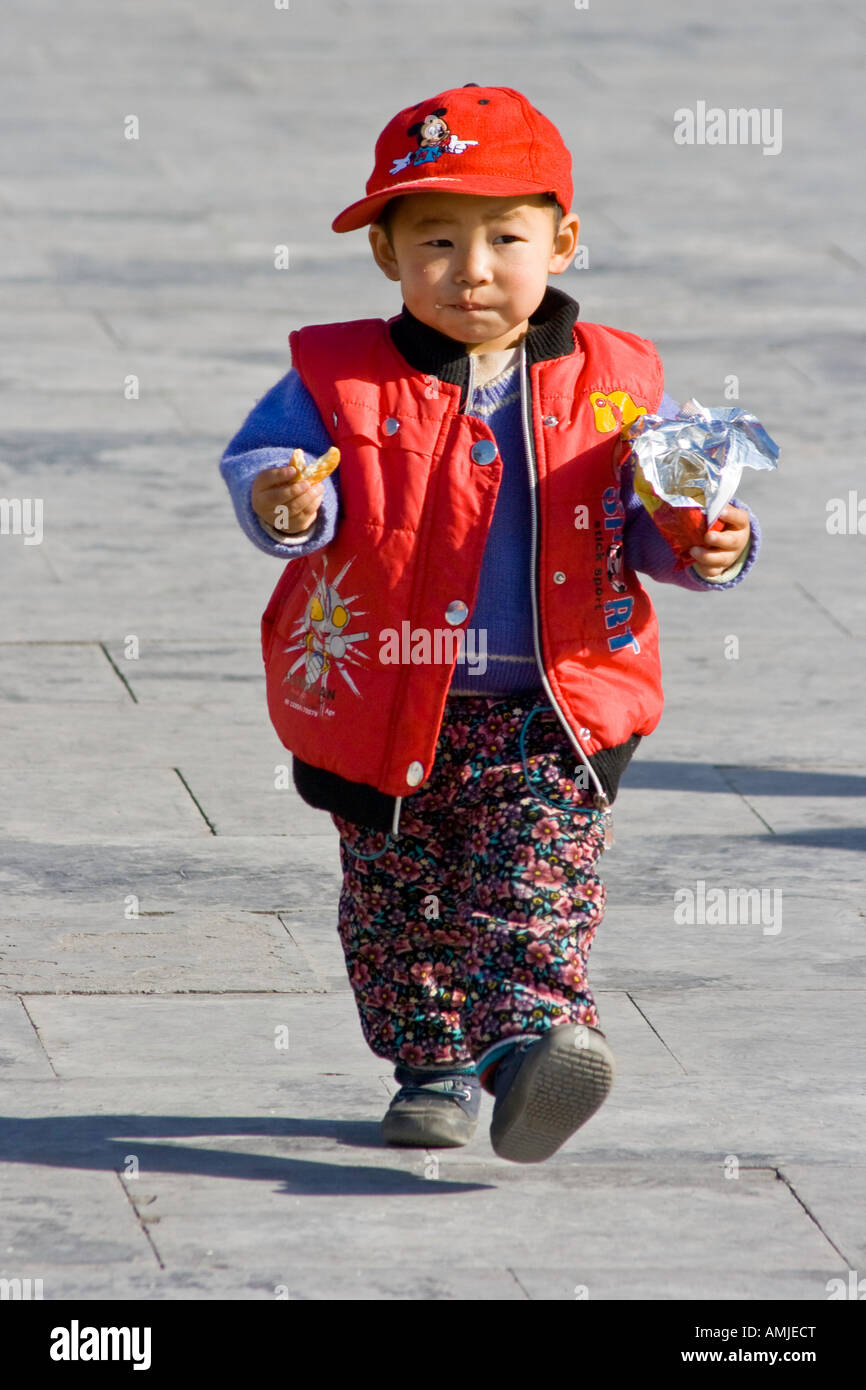 Small Young Chinese Boy in front of the Gate of Heavenly Peace ...