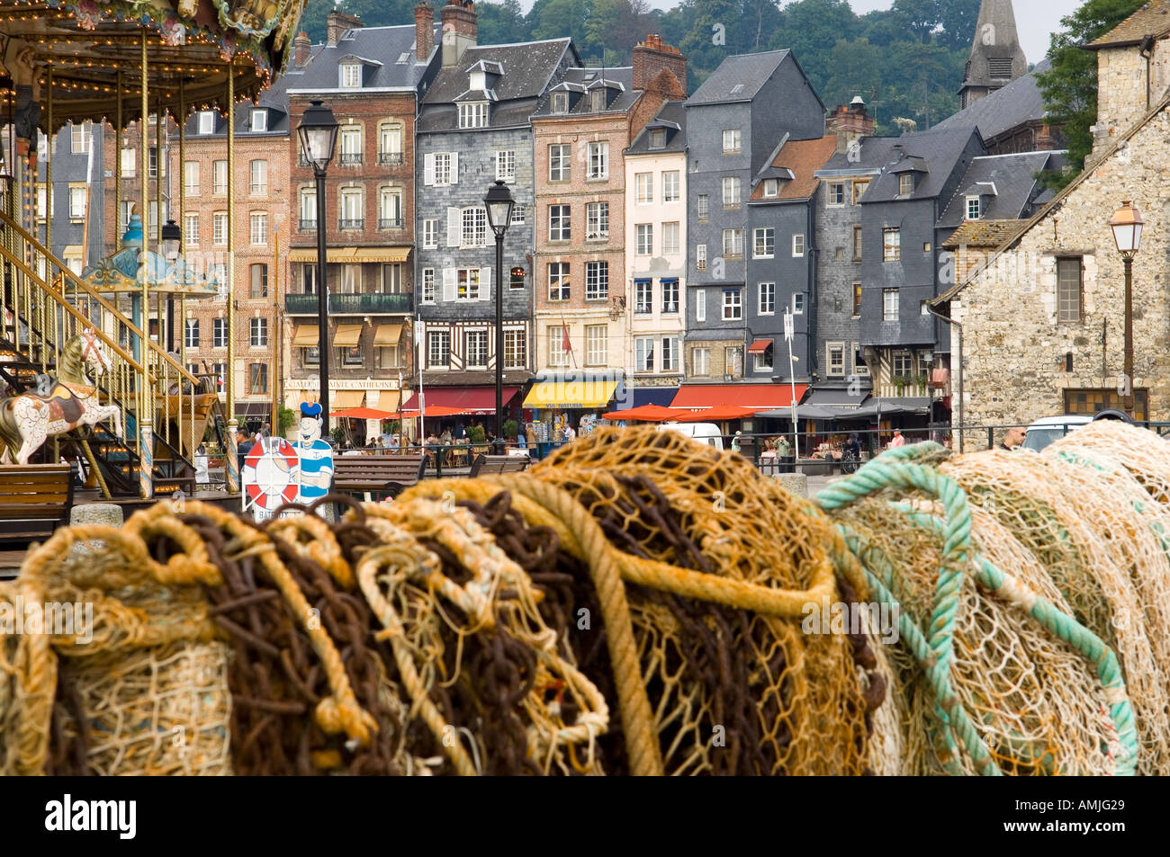 Vieux Bassin the old dock at Honfleur in Normandy France with fishing ...