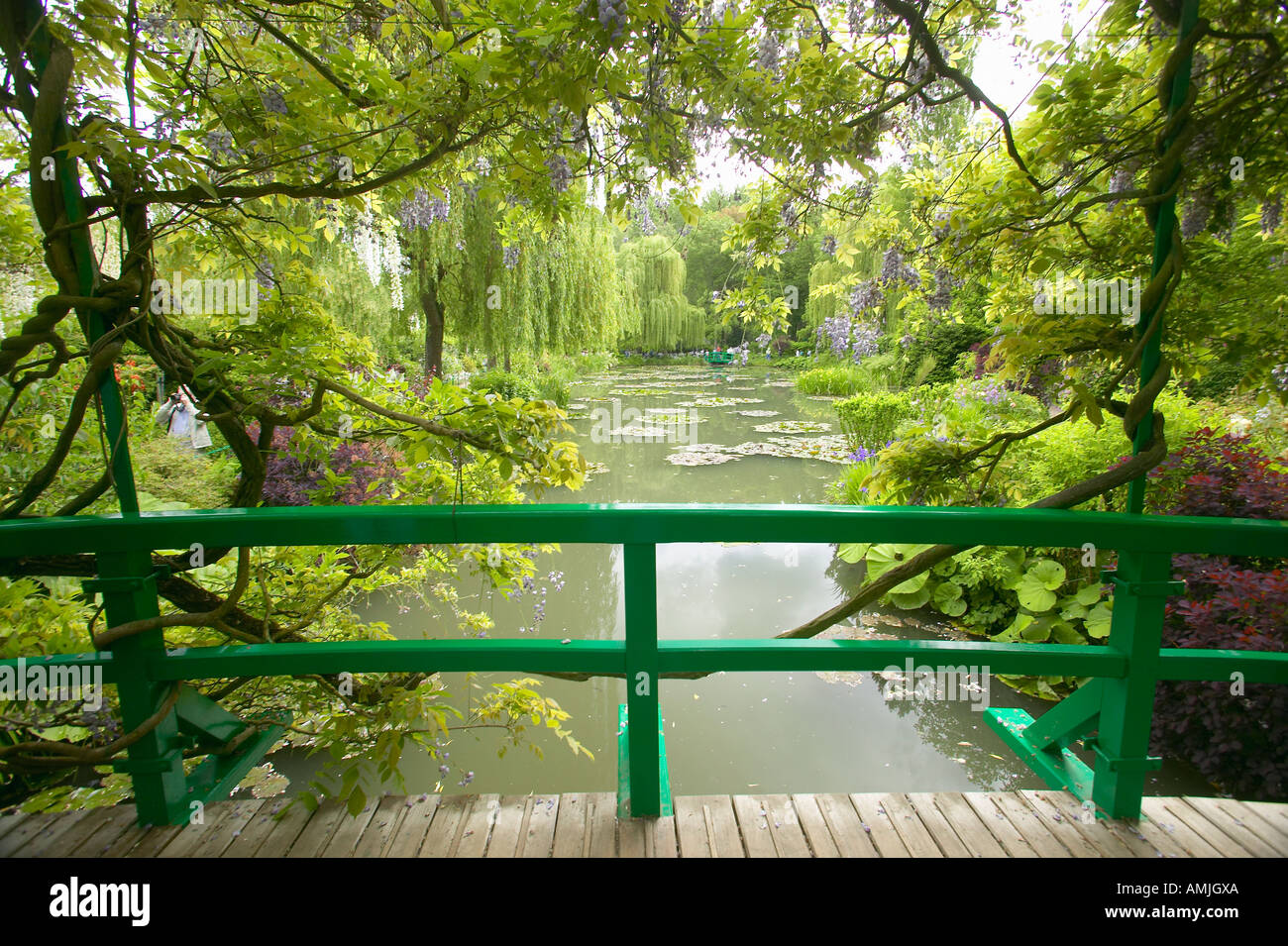 View of pond and gardens at Giverny from Monet s bridge Giverny France ...