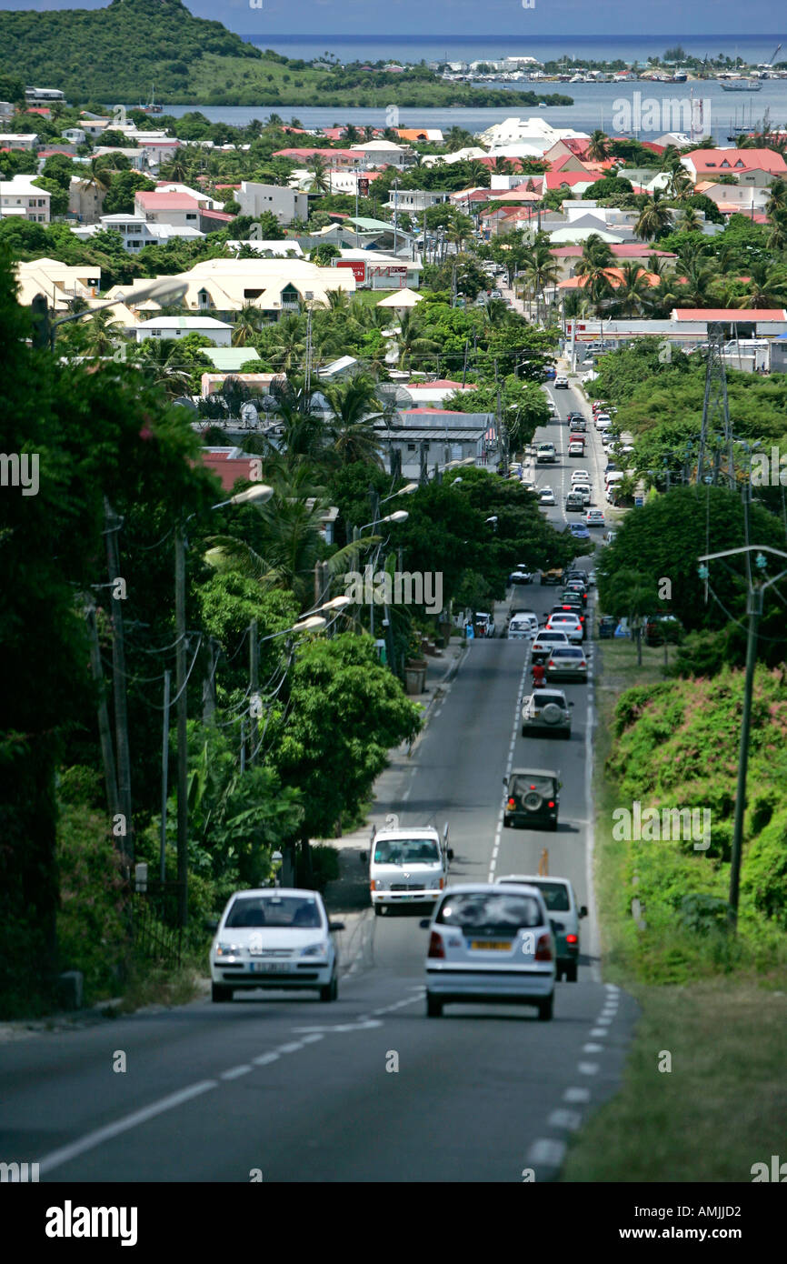 Main road to Marigot capital of French side of St Martin Stock Photo ...