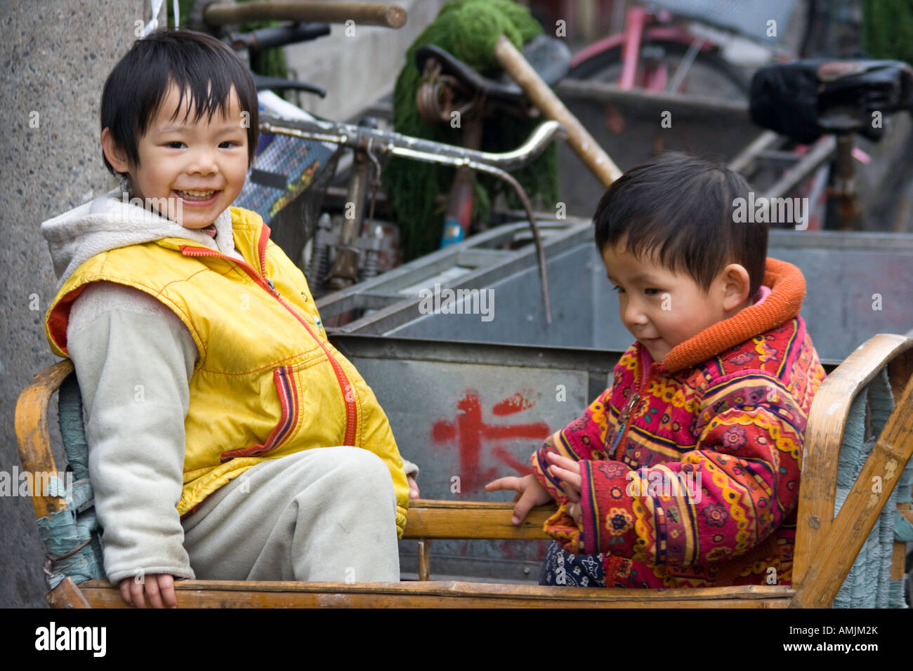 Chinese Boys Playing in the Hutong Beijing China Stock Photo - Alamy