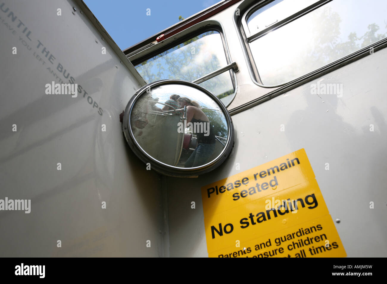 Old fashioned mirror on a double decker bus, UK Stock Photo - Alamy