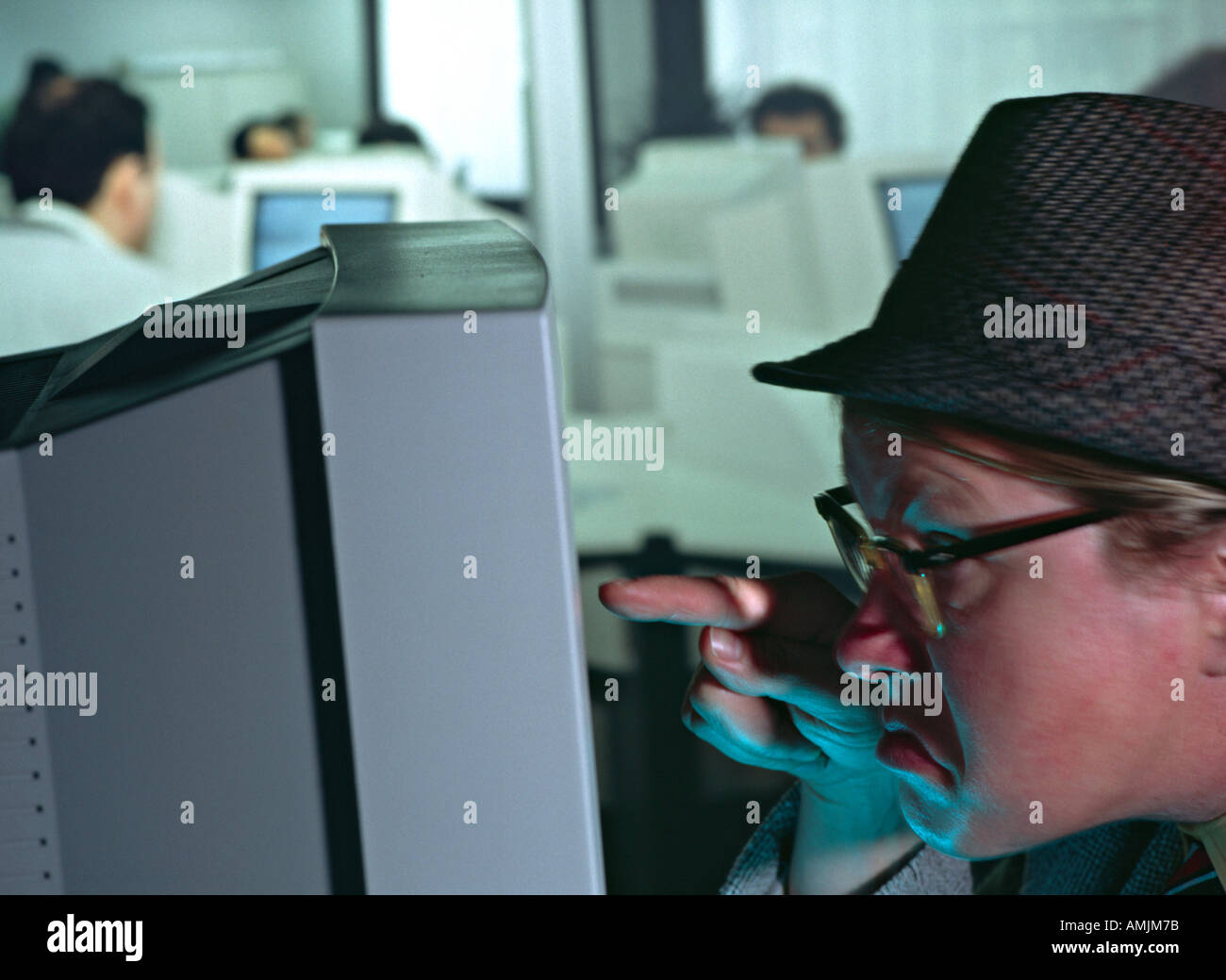 MR stupid man looking into a computer angrily Stock Photo - Alamy