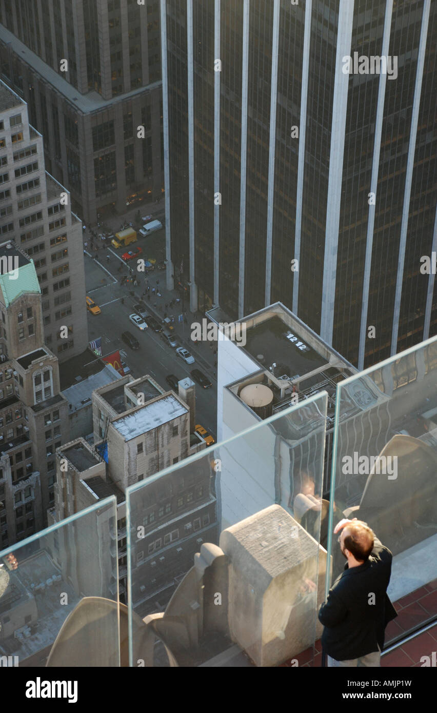 Person viewing from The Rock, Rockefeller Center, NY, USA Stock Photo ...