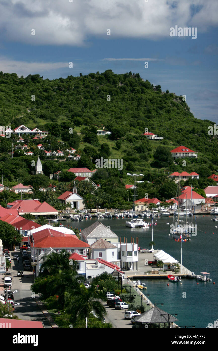 Port of Gustavia with customs buildings to left St Barts Stock Photo ...