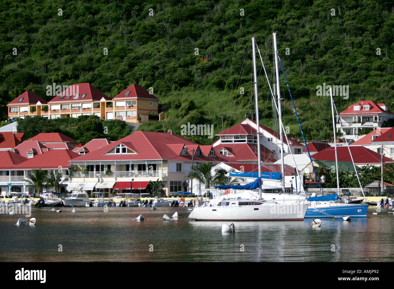 Cruising yachts moored Gustavia Harbour St Barts Stock Photo - Alamy