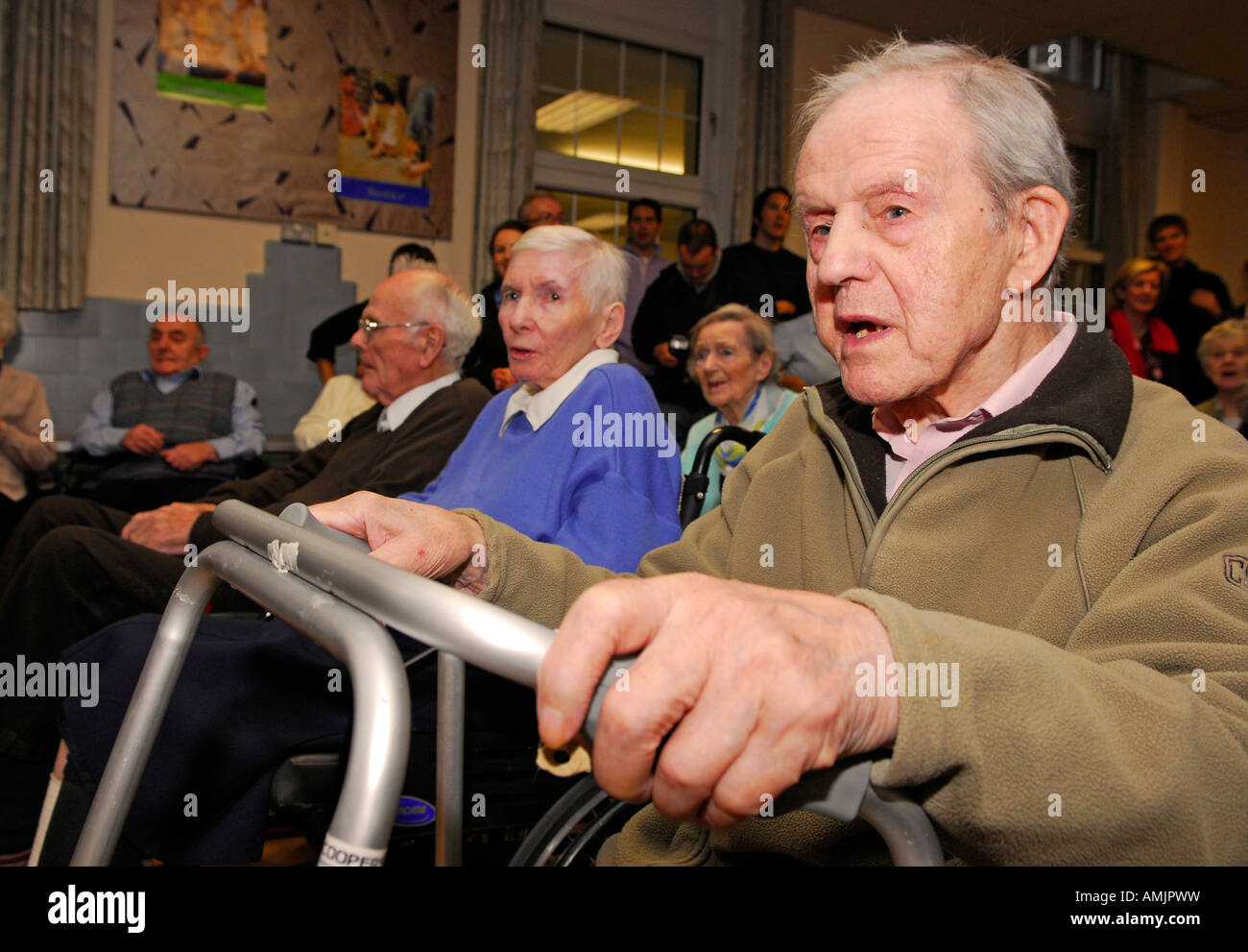 Elderly people watching nativity play at local convent, Hammersmith ...