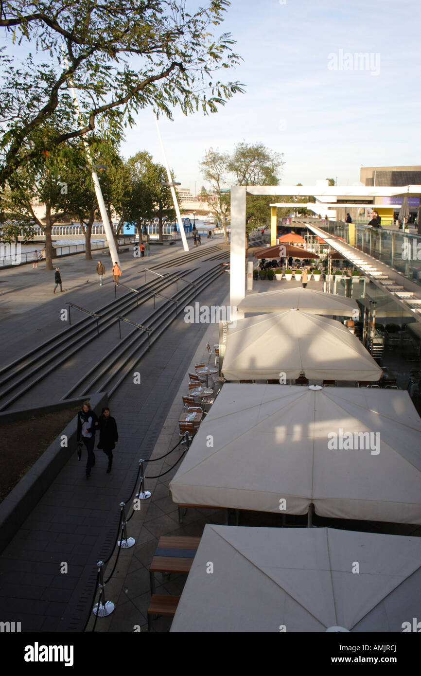 South Bank promenade and cafe parasols London Stock Photo - Alamy