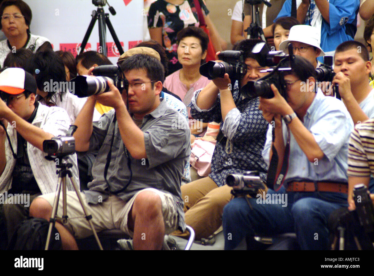 Audience photographers photographer camera viewer spectator Kyoto Japan ...