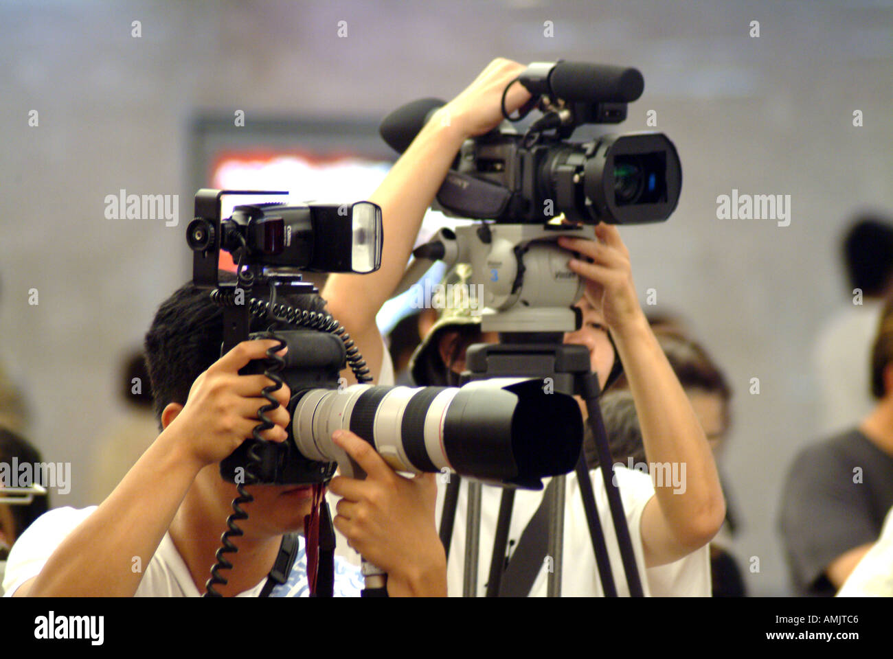 Audience photographers photographer camera viewer spectator Kyoto Japan ...